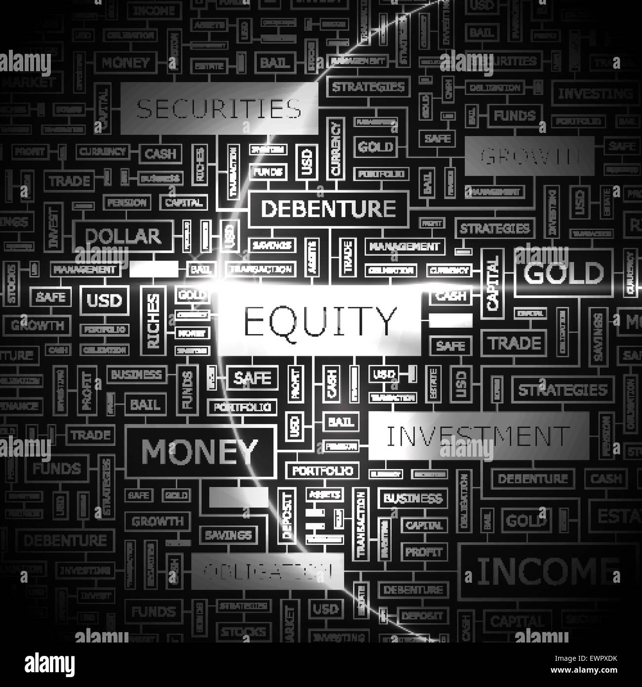 EQUITY. Background concept wordcloud illustration. Print concept word ...