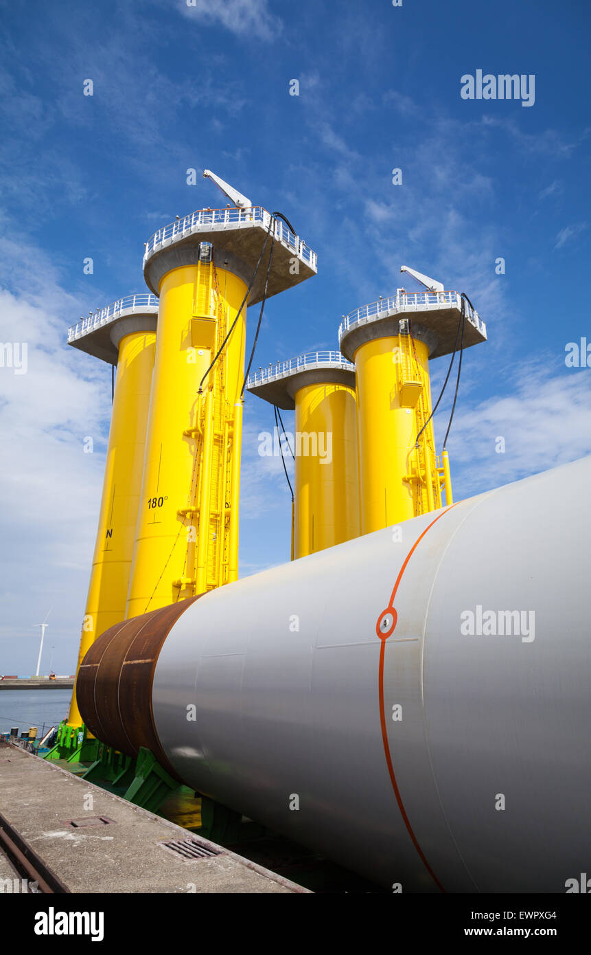 Transition pieces in Eemshaven destined for the Gode Offshore Wind Farm ...
