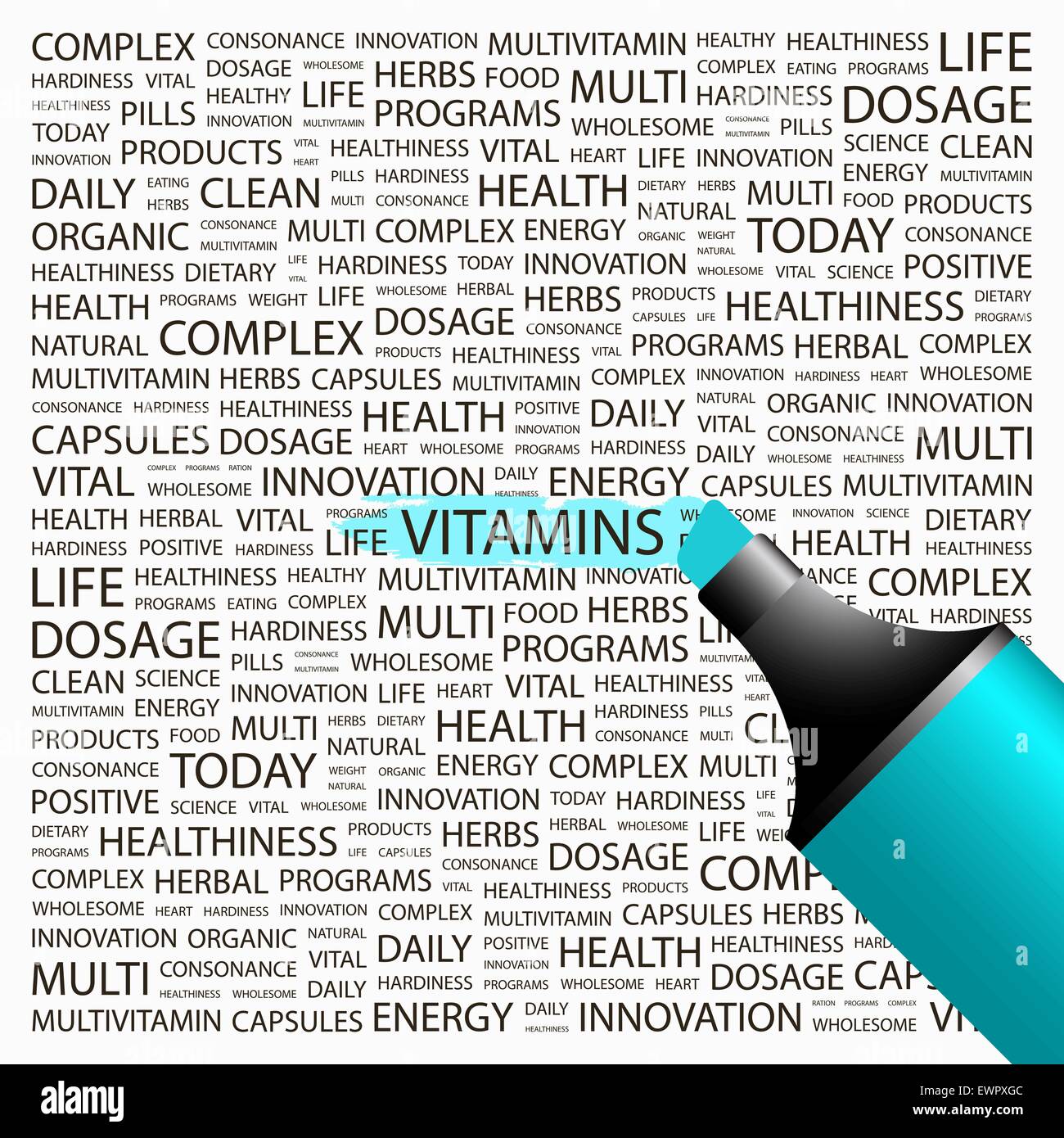 VITAMINS. Background concept wordcloud illustration. Print concept word ...