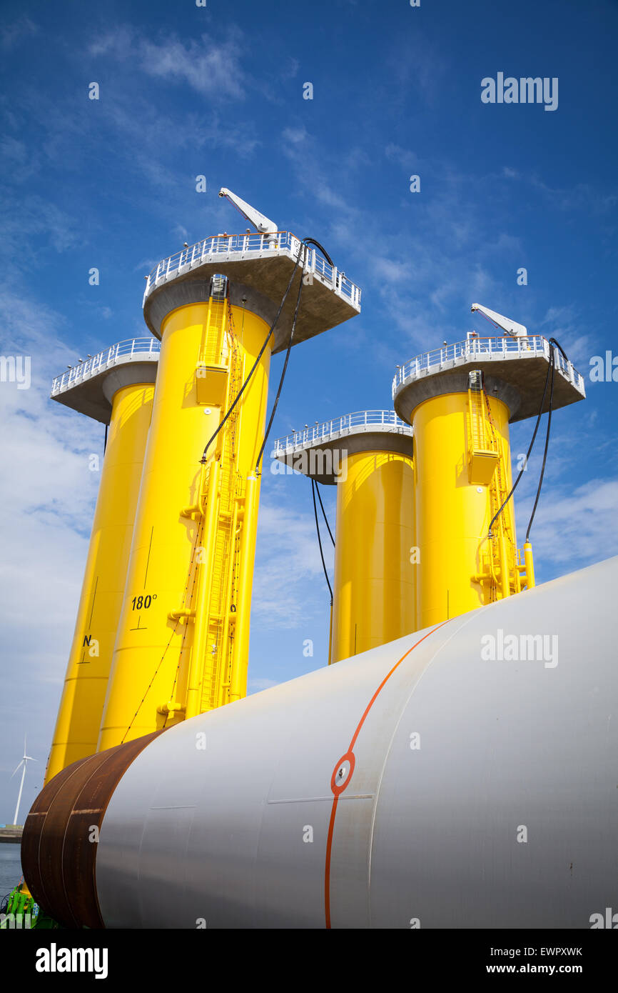 Transition pieces in Eemshaven destined for the Gode Offshore Wind Farm ...
