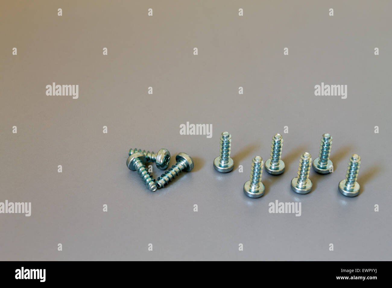 Nine threaded screws, detail view, mechanical components Stock Photo ...