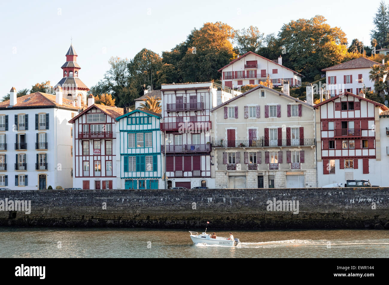 Traditional Basque houses in the village of Ciboure (Ziburu). France ...