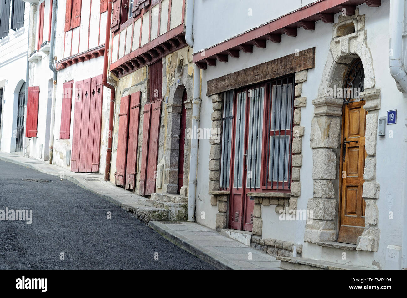 Traditional Basque houses in the village of Ciboure (Ziburu). France ...