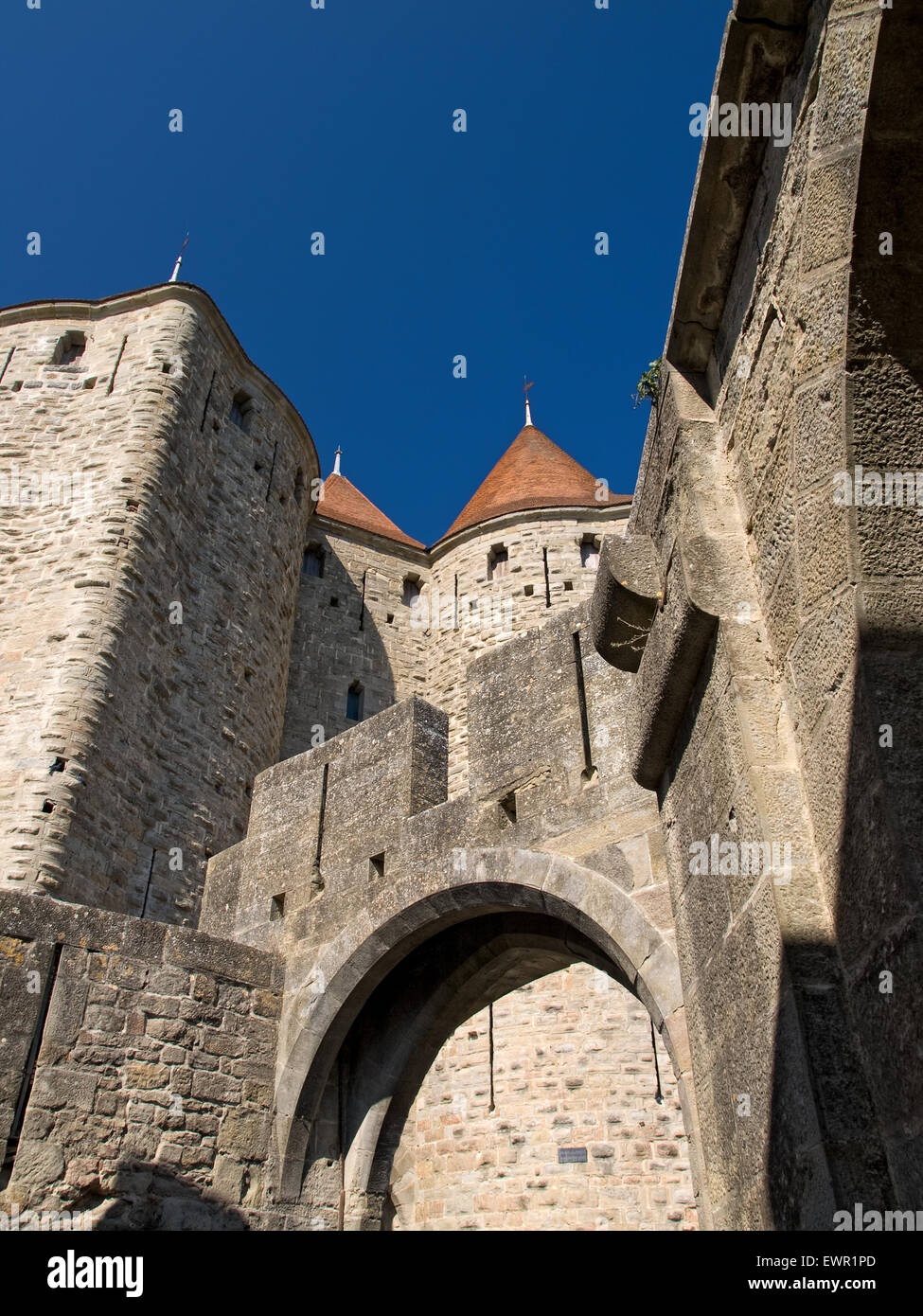View of Comtal Castle. A medieval fortress in Carcassonne. Languedoc ...