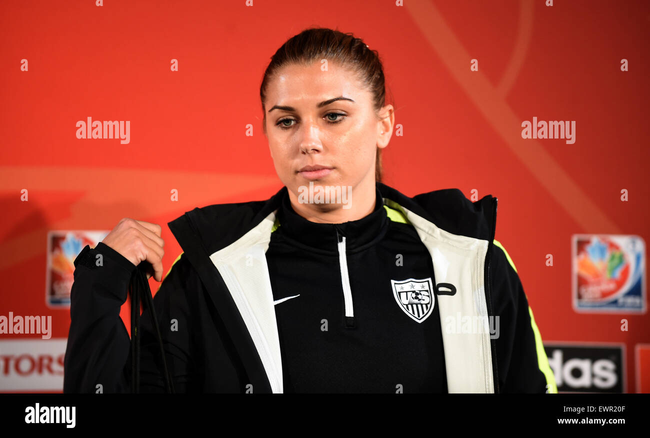 US player Alex Morgan attends a press conference at the Stade de ...
