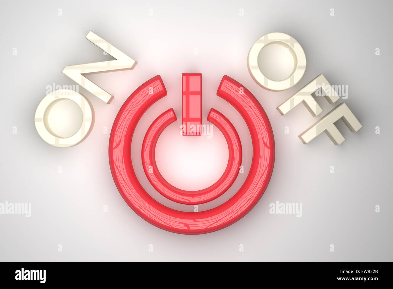 3d rendering of an on off button on a white surface Stock Photo - Alamy