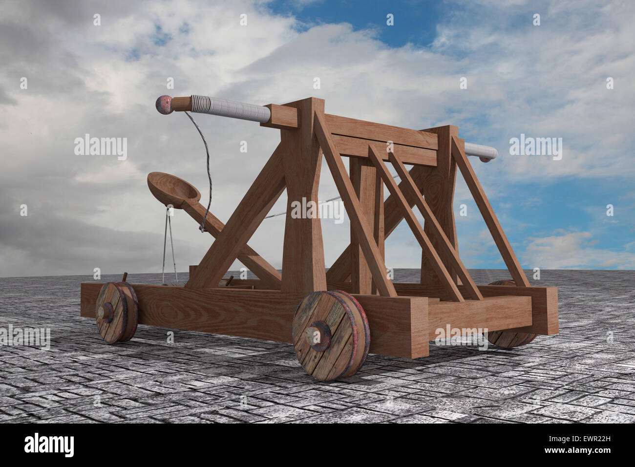 3d rendering of an old wood catapult Stock Photo - Alamy