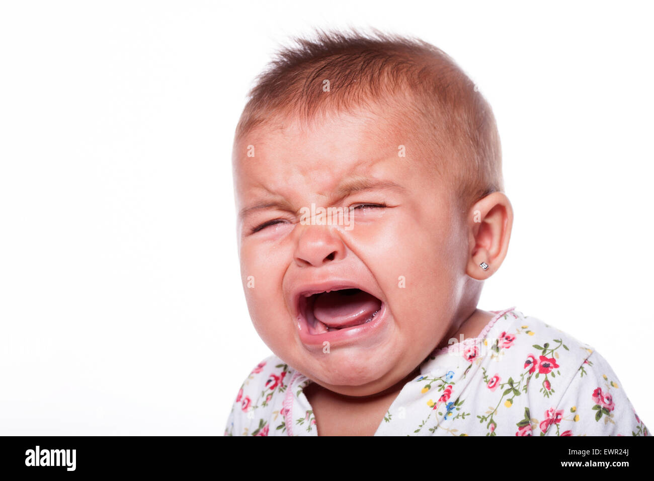 beautiful baby crying isolated on white Stock Photo - Alamy
