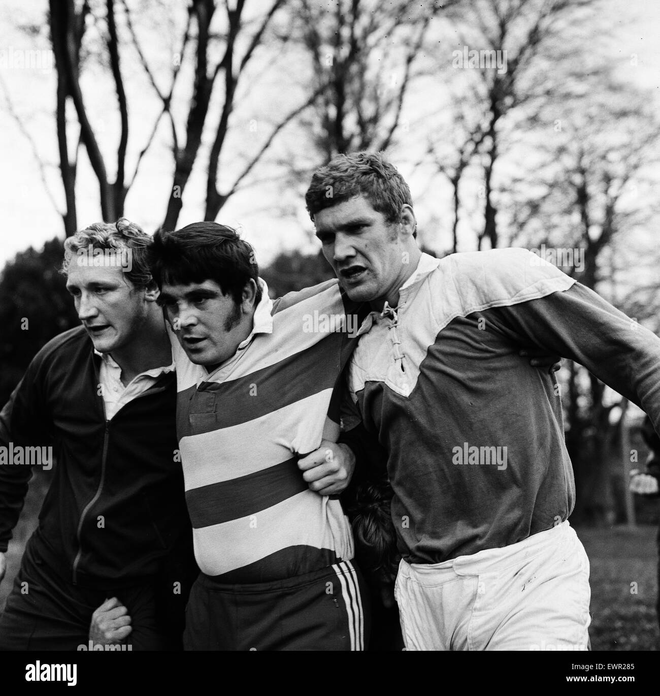 Welsh Rugby Team, Training Session, 8th November 1973. Glyn Shaw (right ...