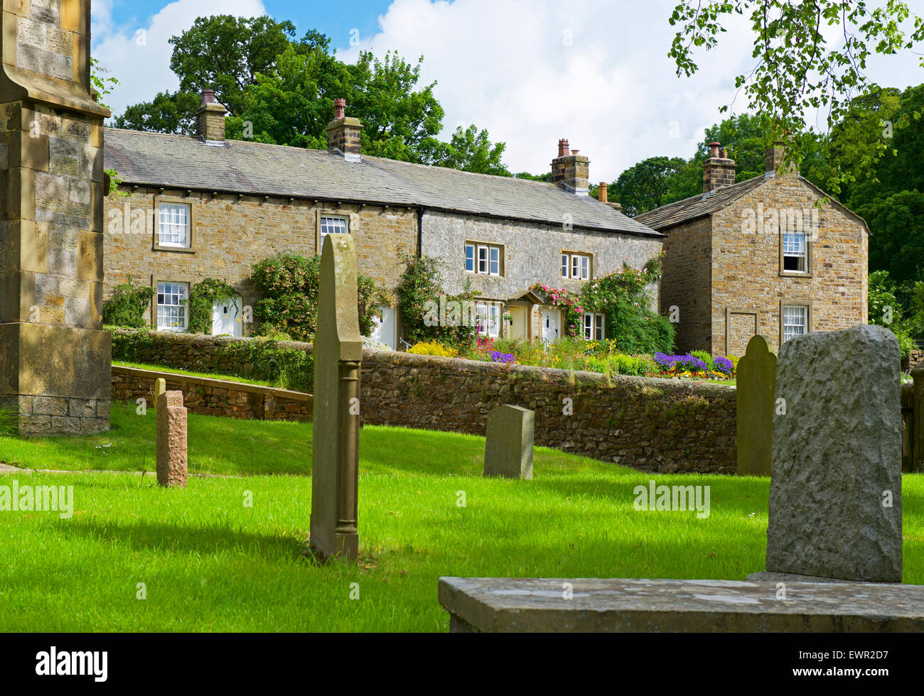 Cottages in Downham, Ribble Valley, Lancashire, England UK Stock Photo ...