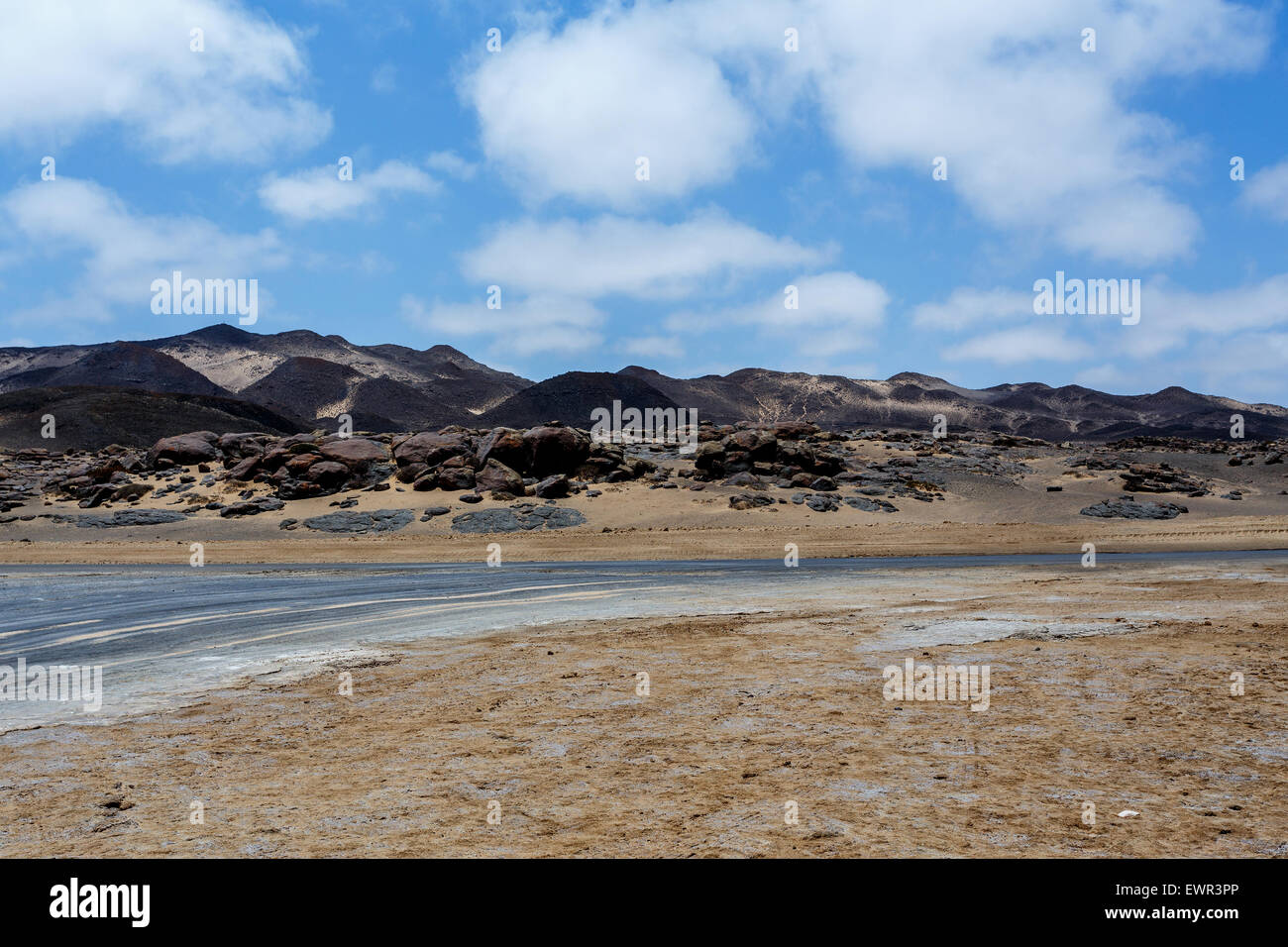 Rock formation in Namib with blue sky, landscape, Cape Cross, Namibia ...
