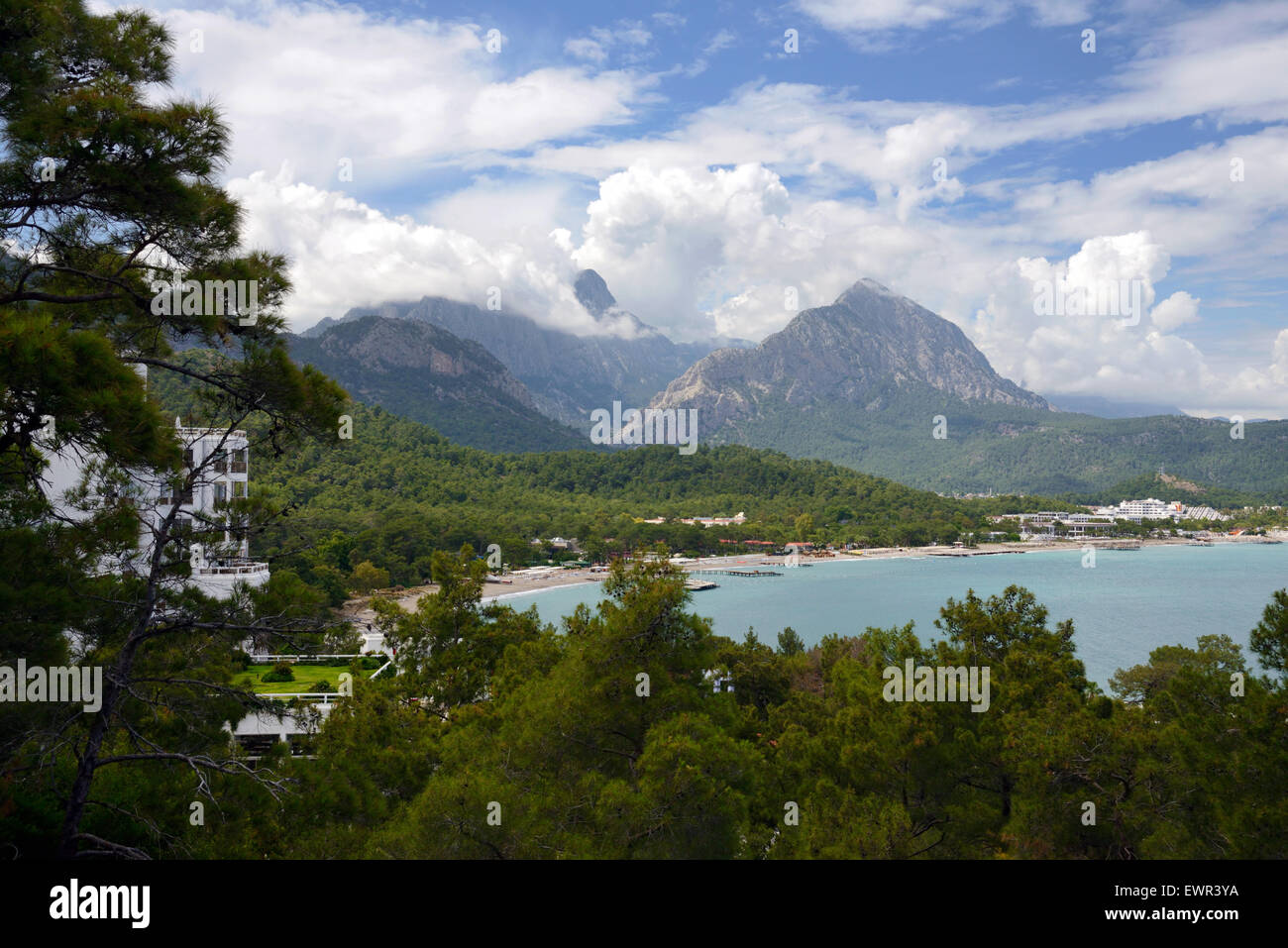 Beach and mountains around Kemer, Turkey Stock Photo - Alamy