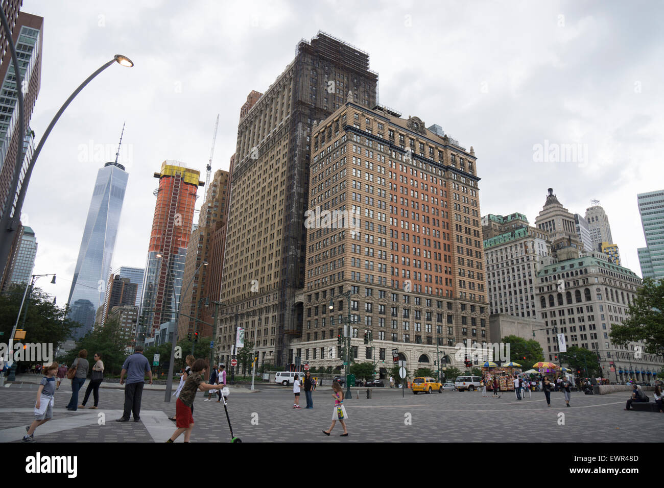 Battery Place in Lower Manhattan with the landmarked Whitehall Building ...