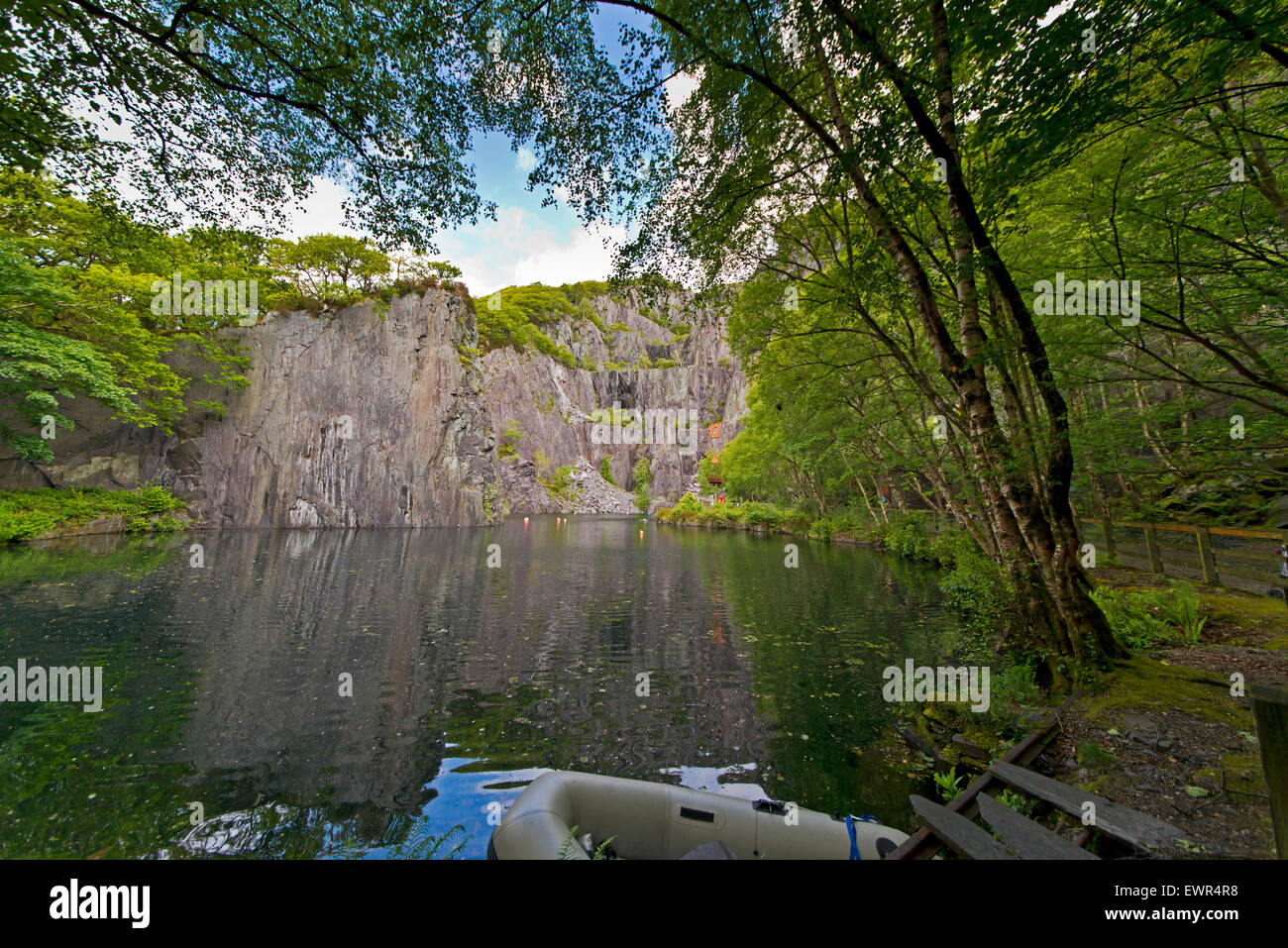 Llanberis Slate Museum North Wales Uk & Lake quarry diving Stock Photo ...