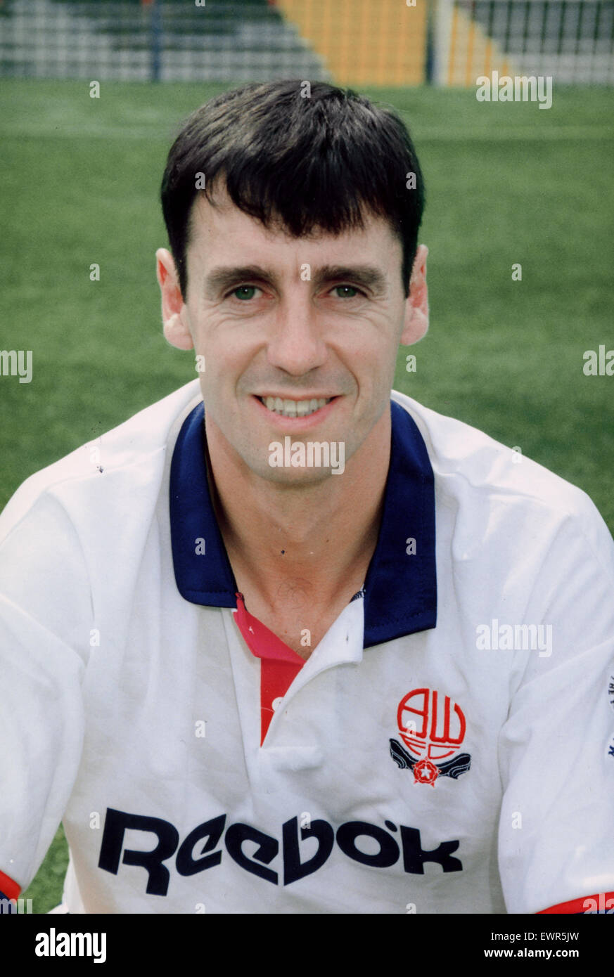 Portrait of Bolton Wanderers footballer David Burke. August 1992 Stock ...
