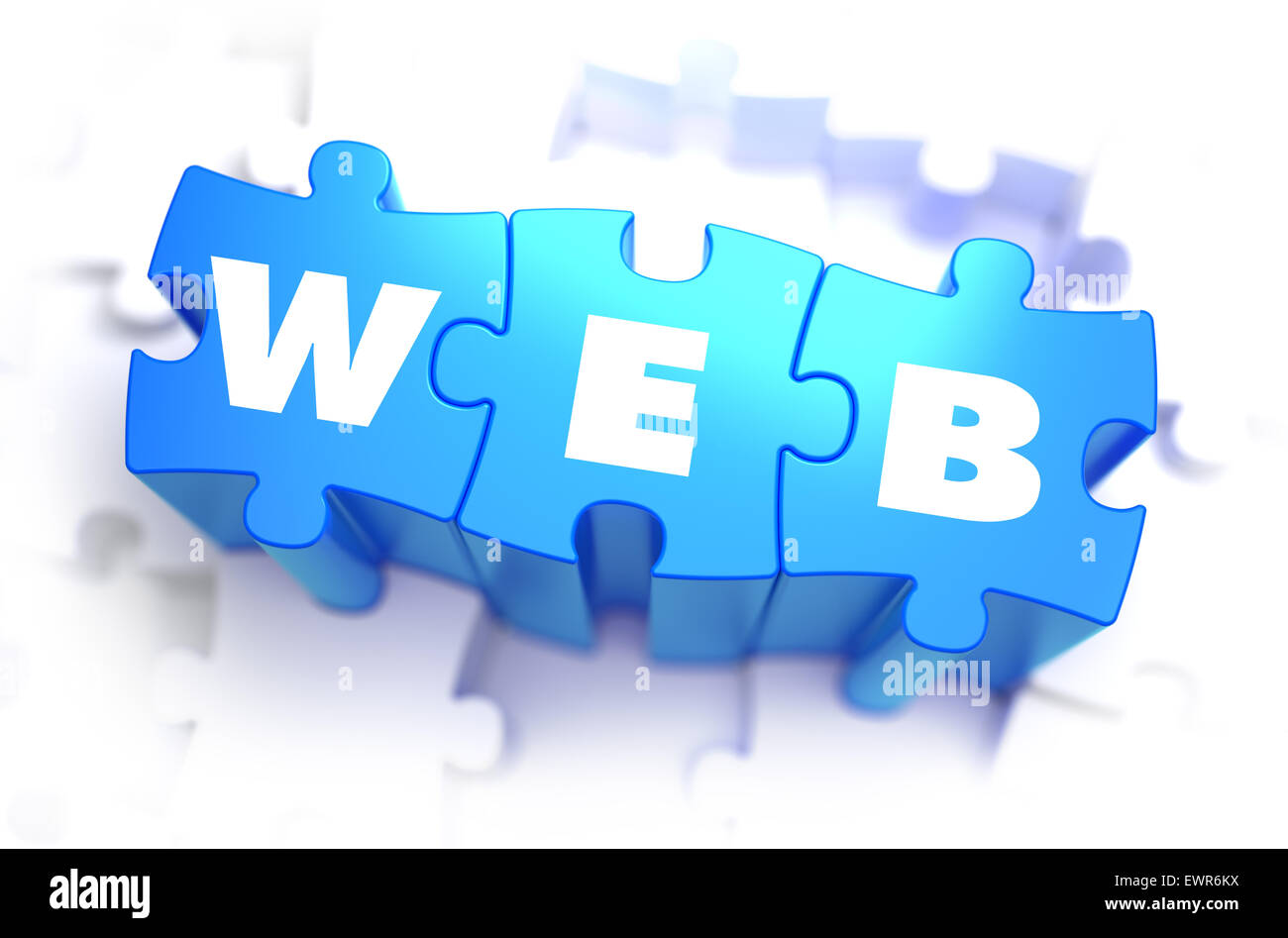 WEB - White Word on Blue Puzzles on White Background. 3D Illustration ...