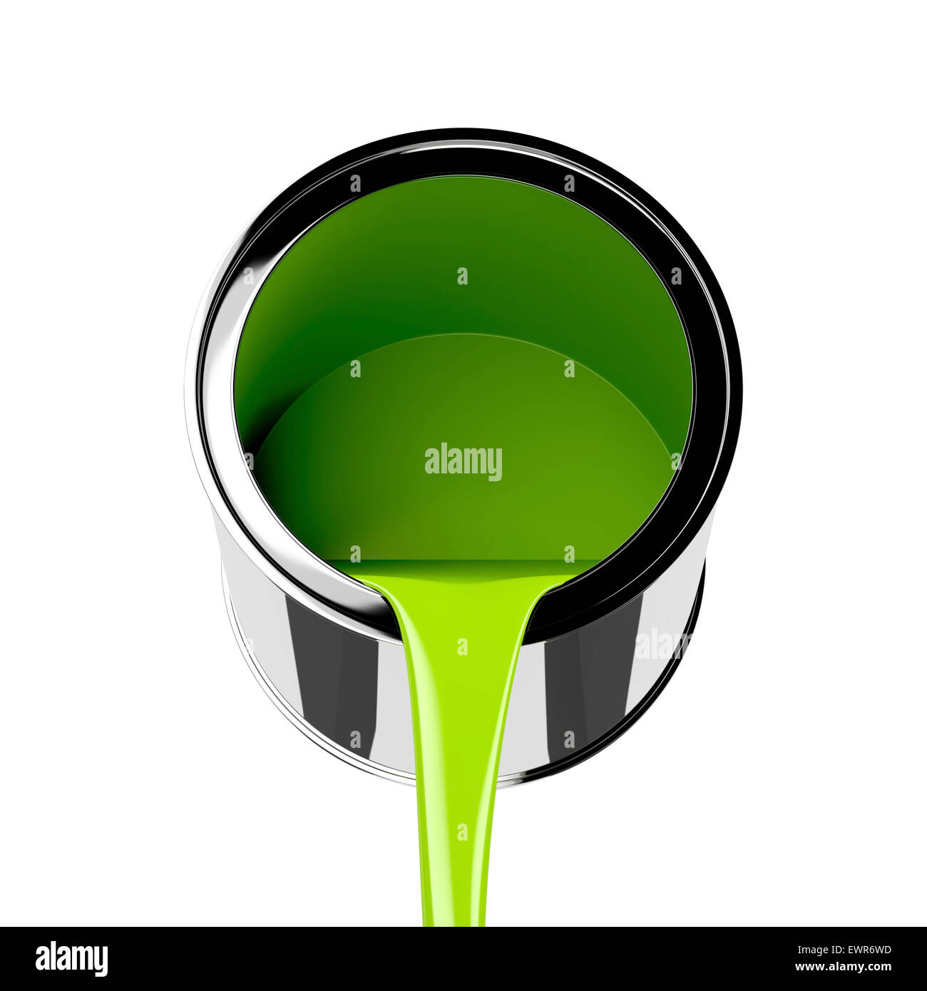 Pouring green paint from its can Stock Photo - Alamy