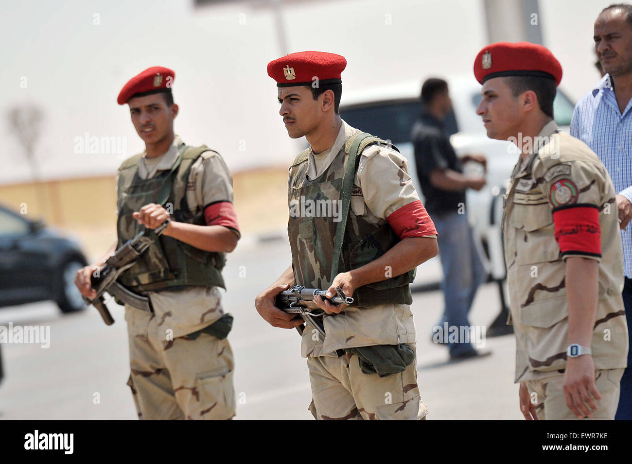 Cairo, Egypt. 29th June, 2015. Egyptian security forces stand guard ...