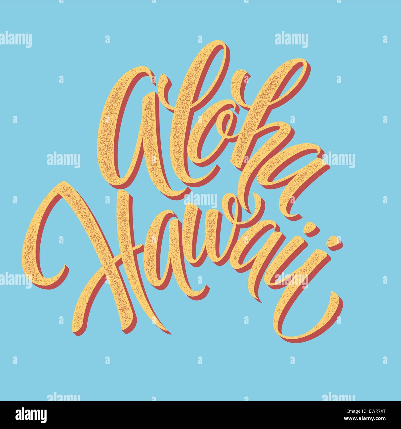 Aloha Hawaiian handmade lettering. Vintage textured hand crafted ink ...