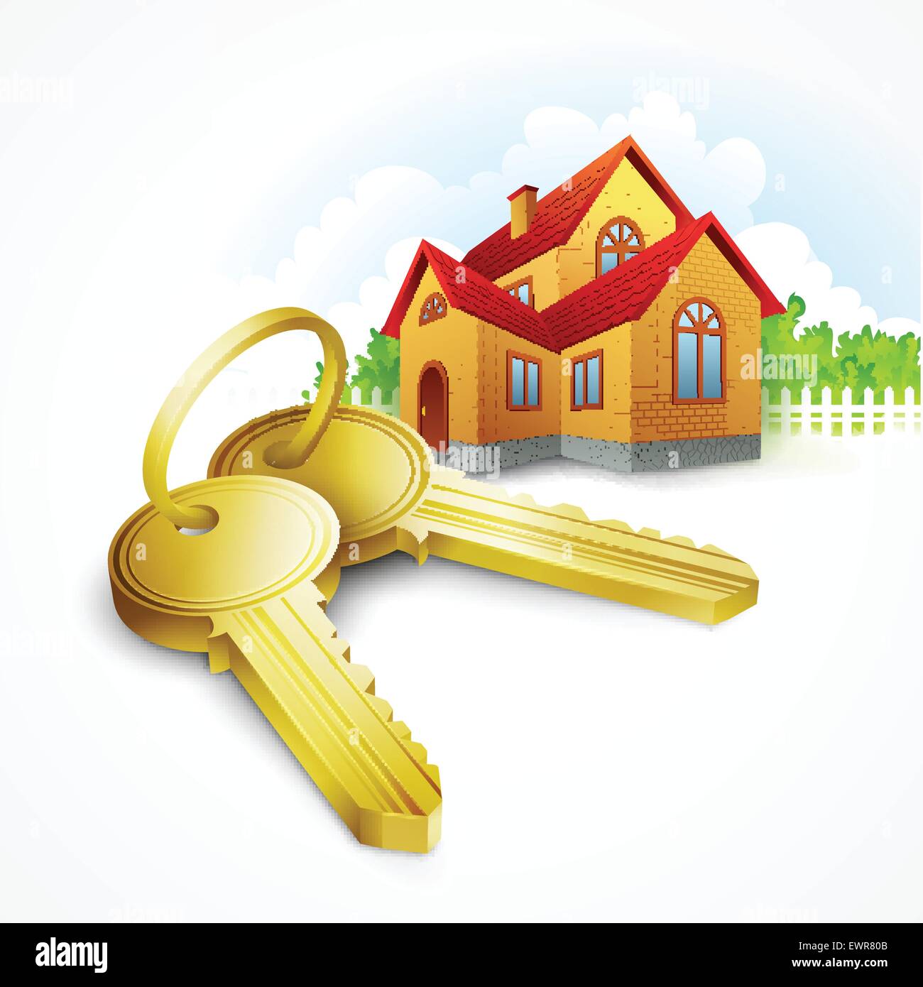 keys with house on background. Vector illustration Stock Vector Image ...