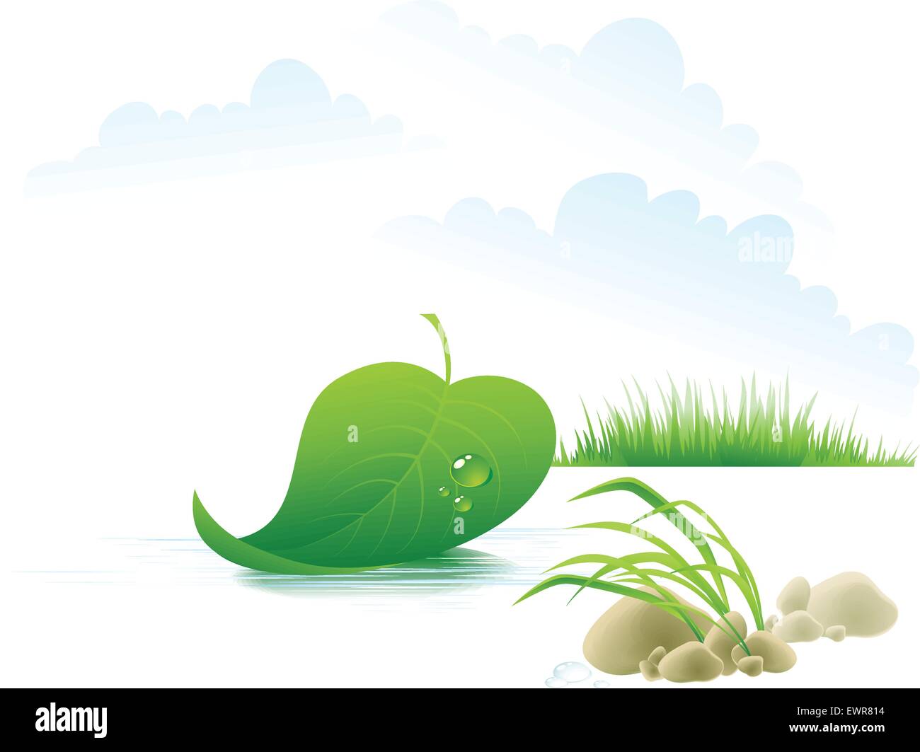 Tree leaf floating on the river. Vector Illustration Stock Vector Image ...