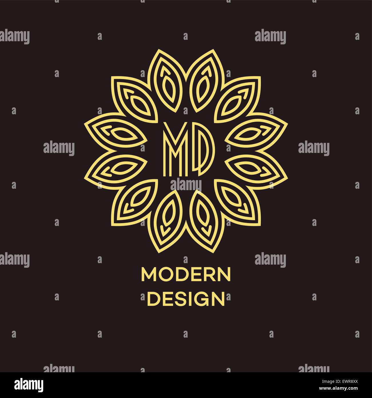 Vector geometric frame in mono line style. Monogram design element ...