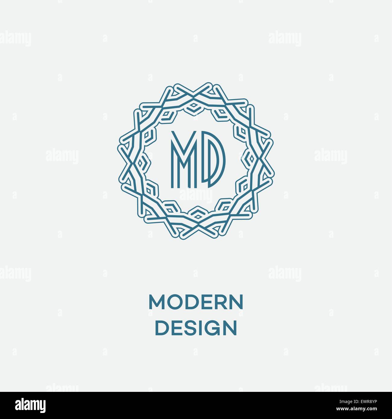 Vector geometric frame in mono line style. Monogram design element ...