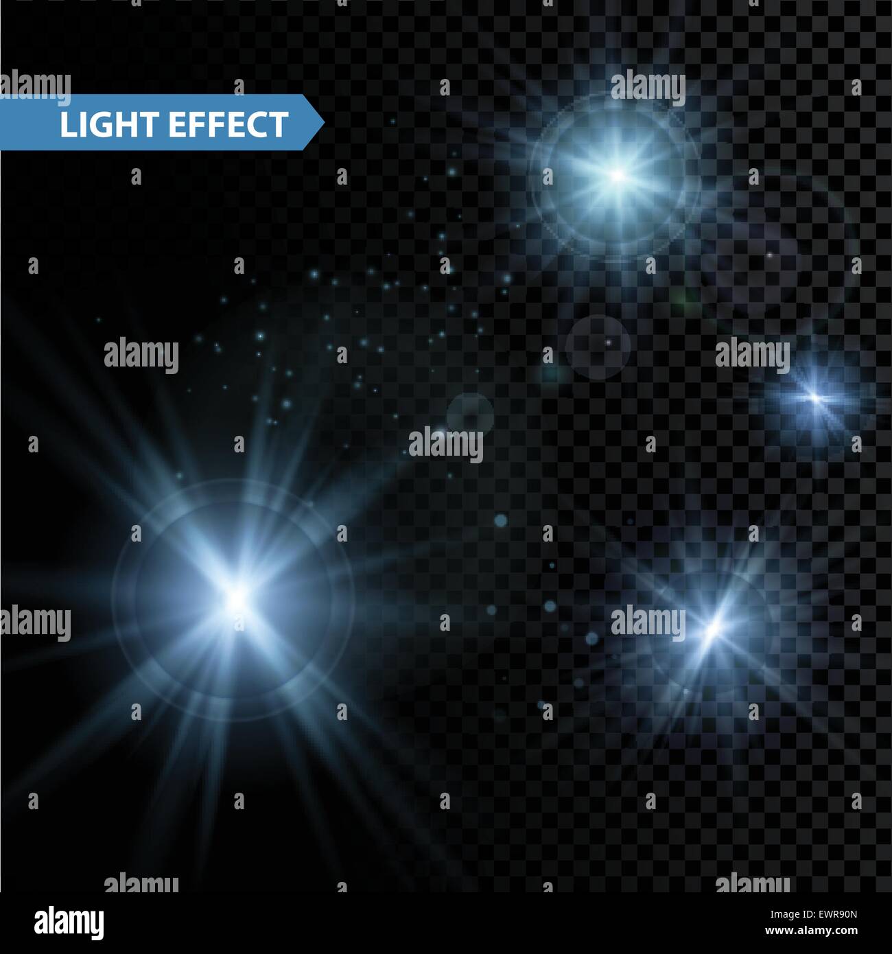 Set of glowing light effect stars bursts with sparkles on transparent background. Vector ...