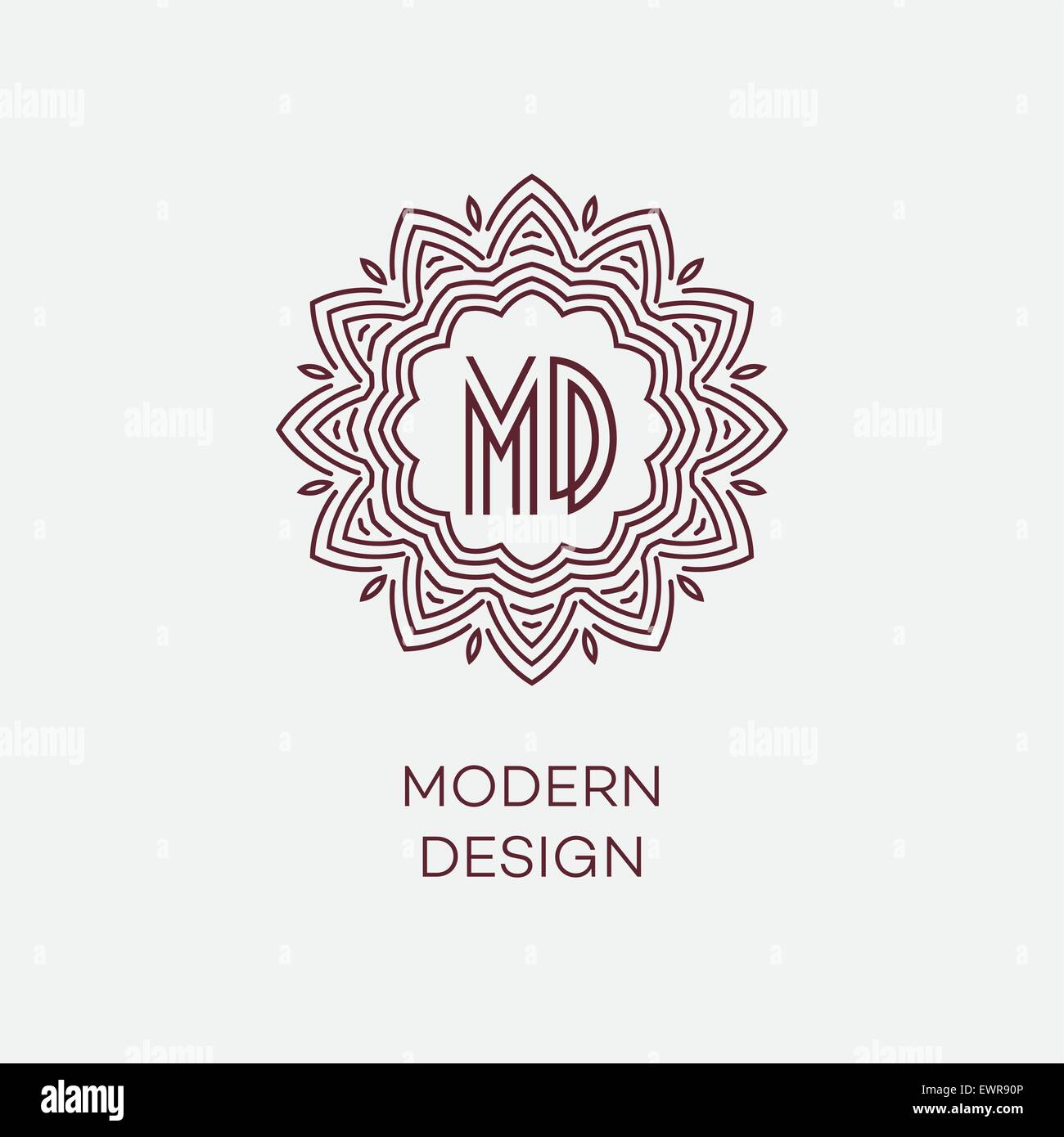 Vector geometric frame in mono line style. Monogram design element ...