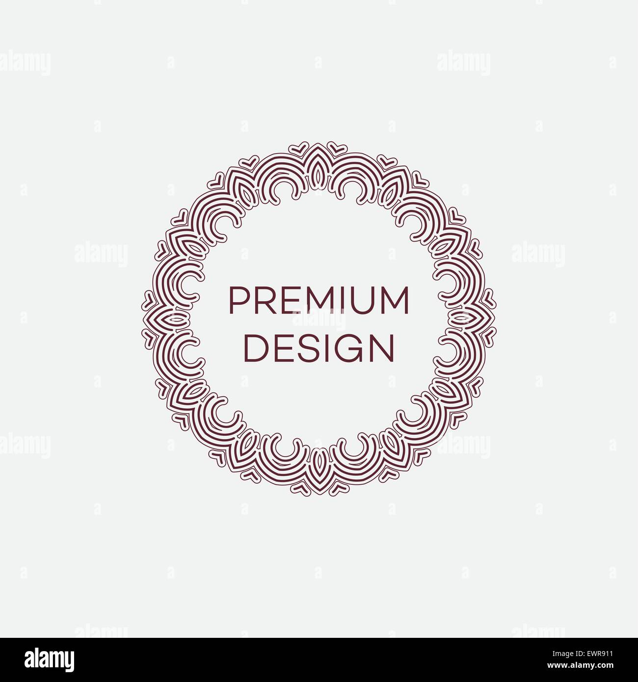 Vector geometric frame in mono line style. Monogram design element ...