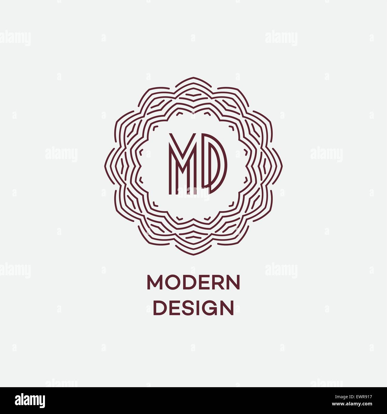 Vector geometric frame in mono line style. Monogram design element ...