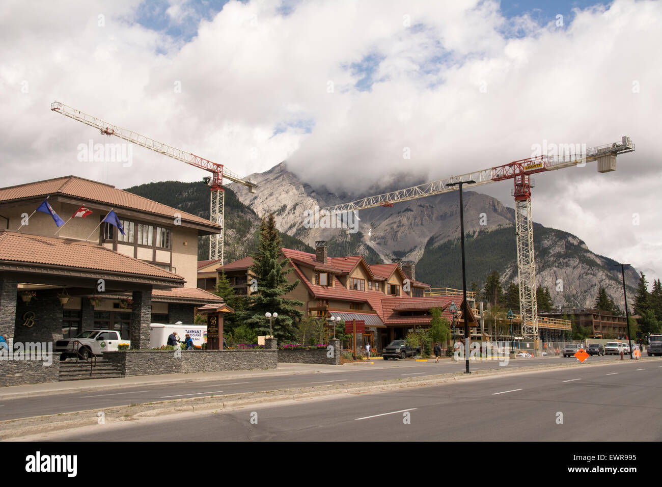 Construction work taking place along Banff avenue with the majestic ...