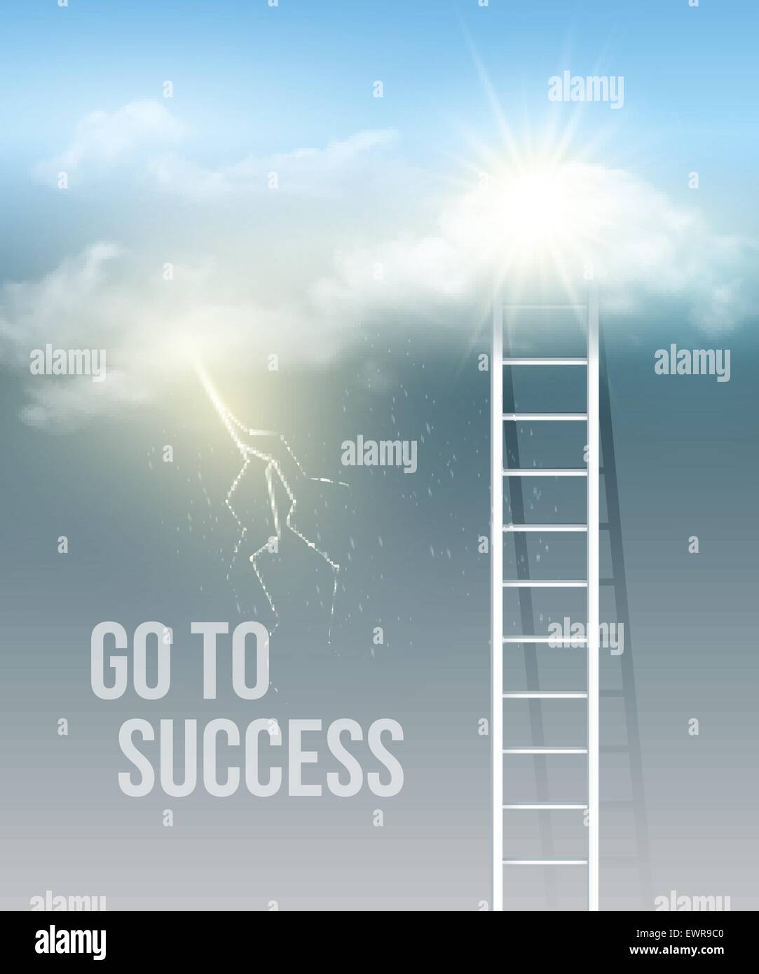 Cloud stair, the way to success in blue sky. Vector illustration Stock ...