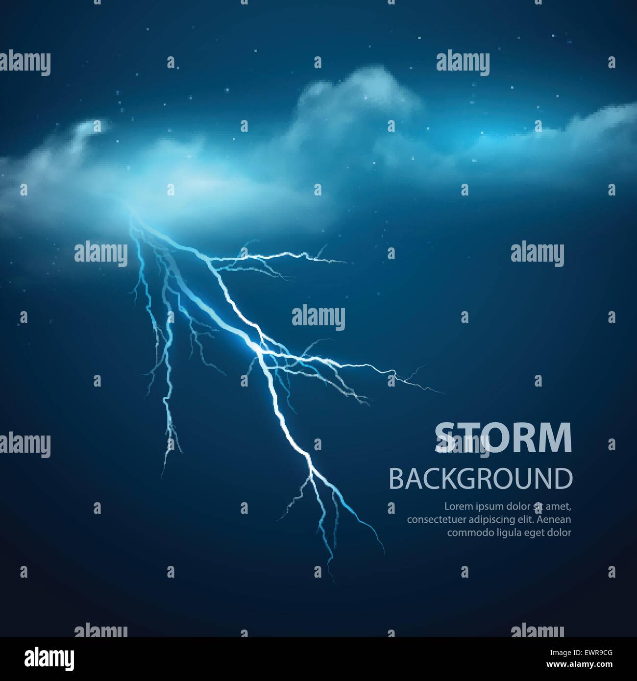 Thunderstorm Background With Cloud and Lightning, Vector Illustration ...