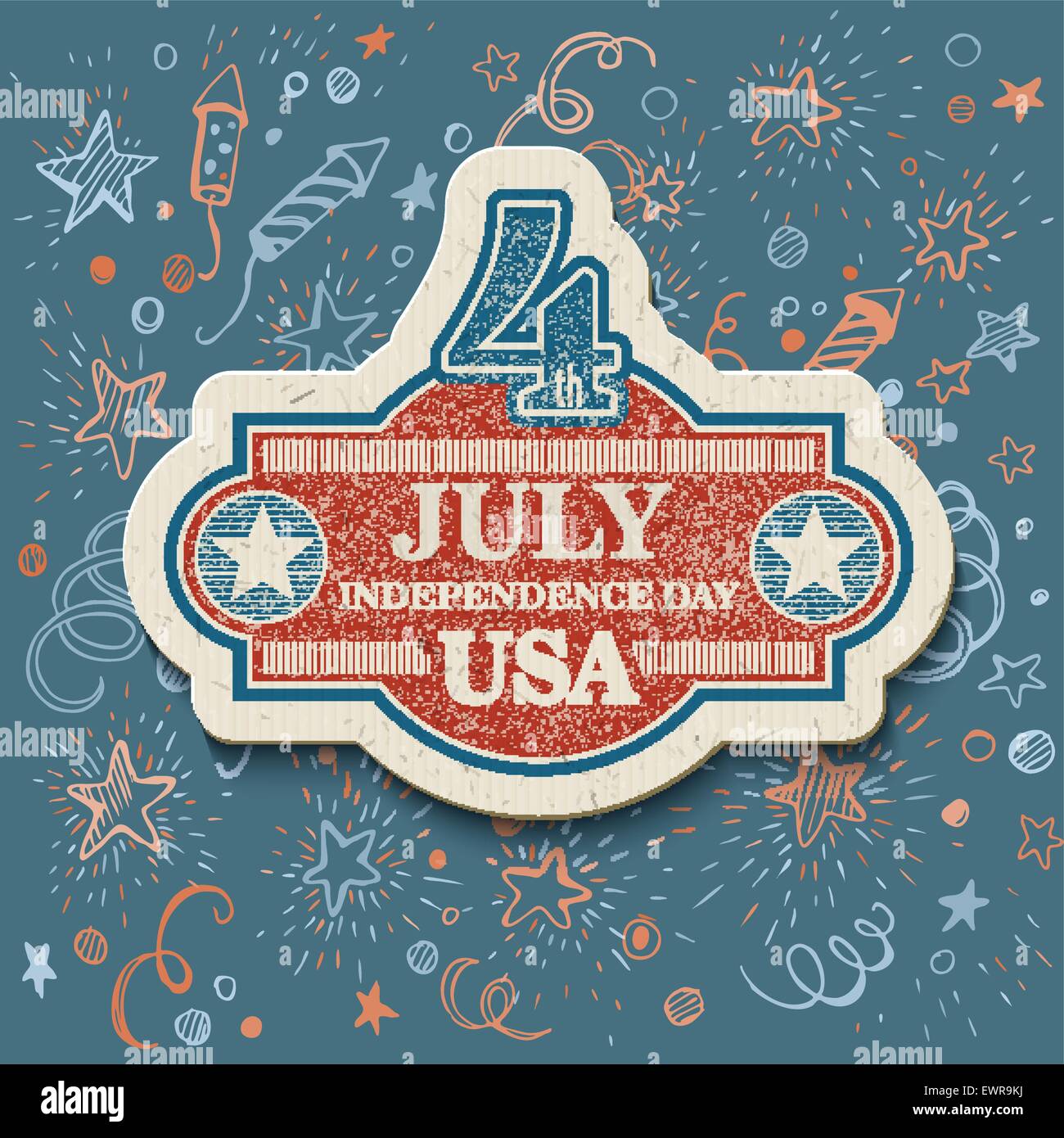 Retro typography card Independence Day. Vector illustration Stock ...