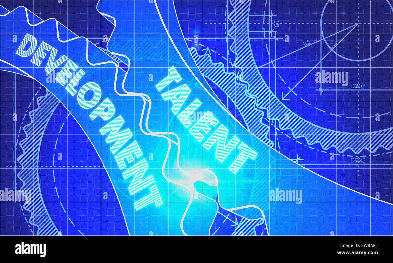 Talent Development on the Mechanism of Gears. Blueprint Style ...