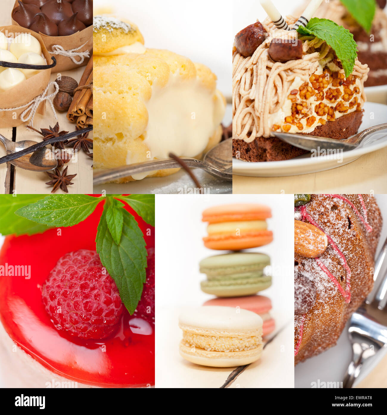 fresh colorful delicious homemade dessert cake selection composition ...