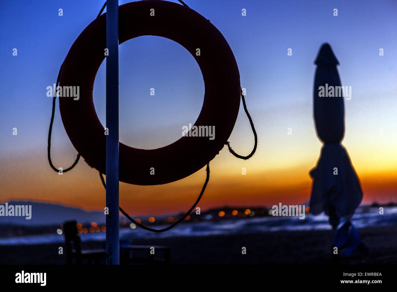 Beach of Rethymno, Crete, Greece, sunset Stock Photo - Alamy