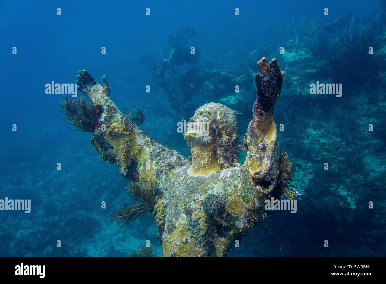 Underwater Statue of Christ of the Abyss, Key Largo, Florida Stock ...