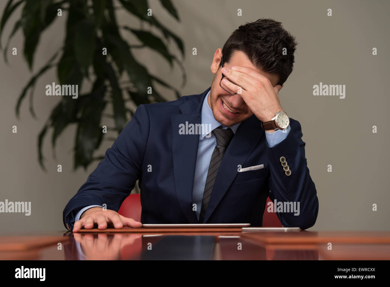 Young Business Man With Problems And Stress In The Office Stock Photo ...