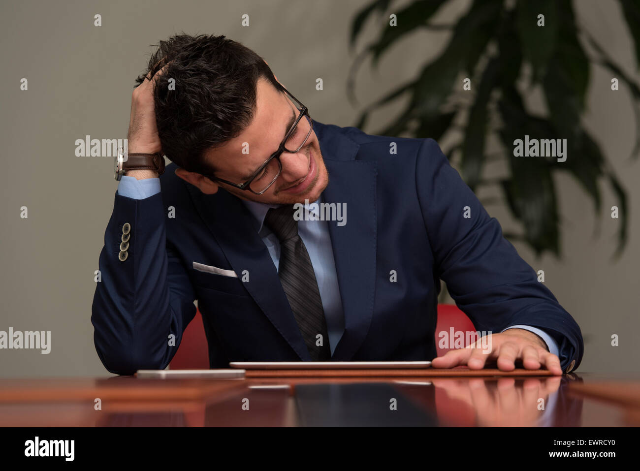 Young Business Man With Problems And Stress In The Office Stock Photo ...