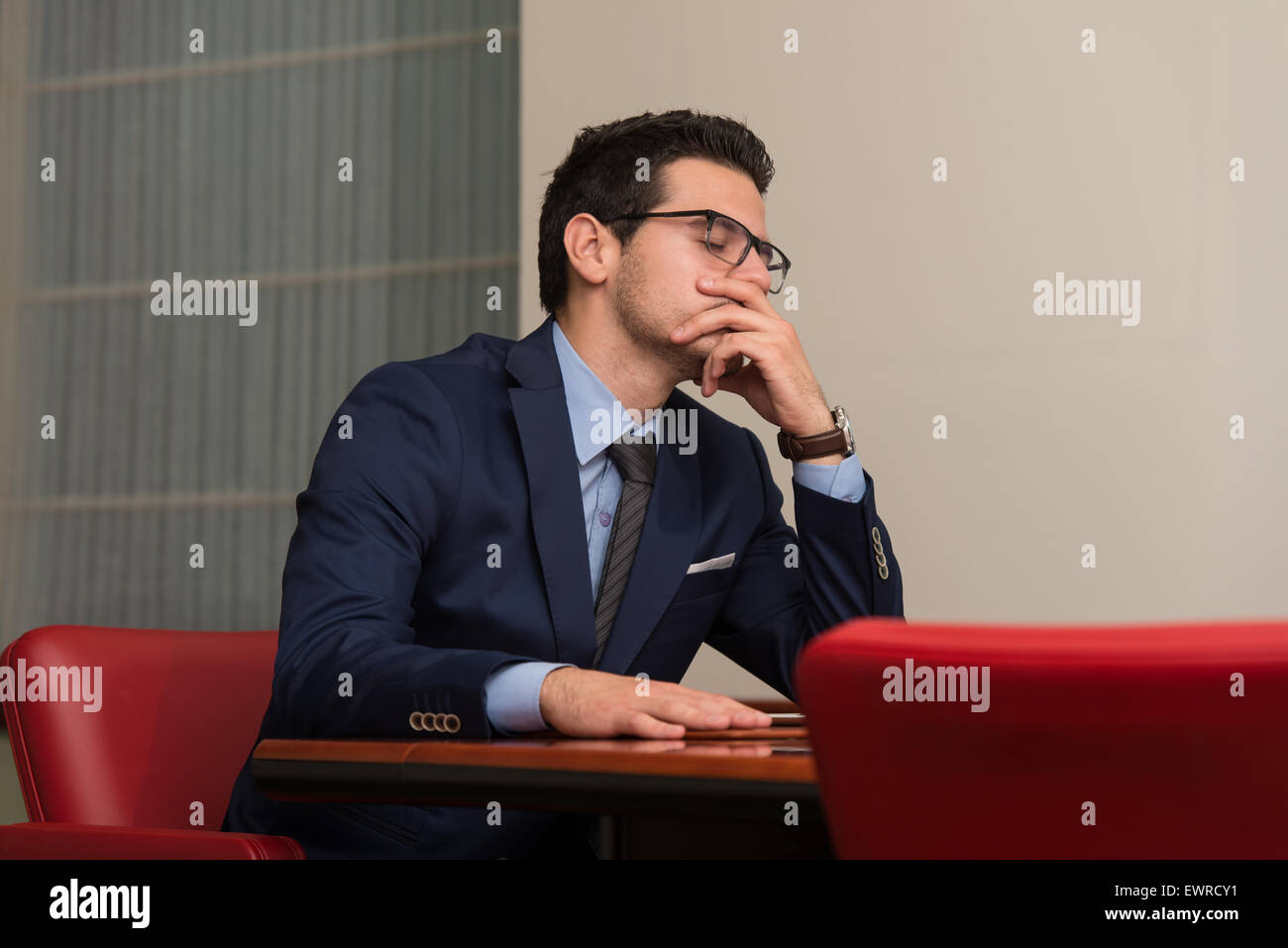 Young Business Man With Problems And Stress In The Office Stock Photo ...