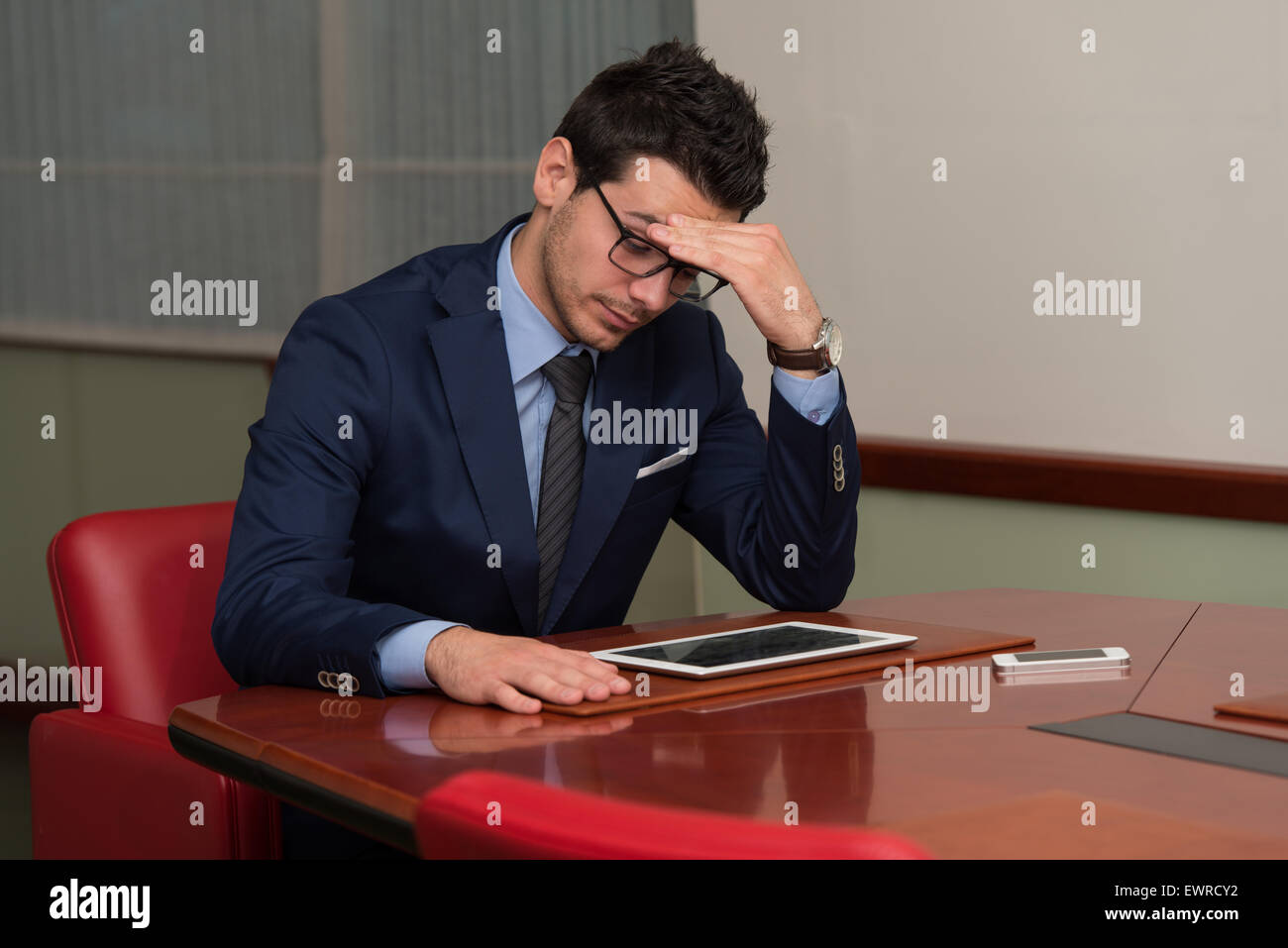 Young Business Man With Problems And Stress In The Office Stock Photo ...