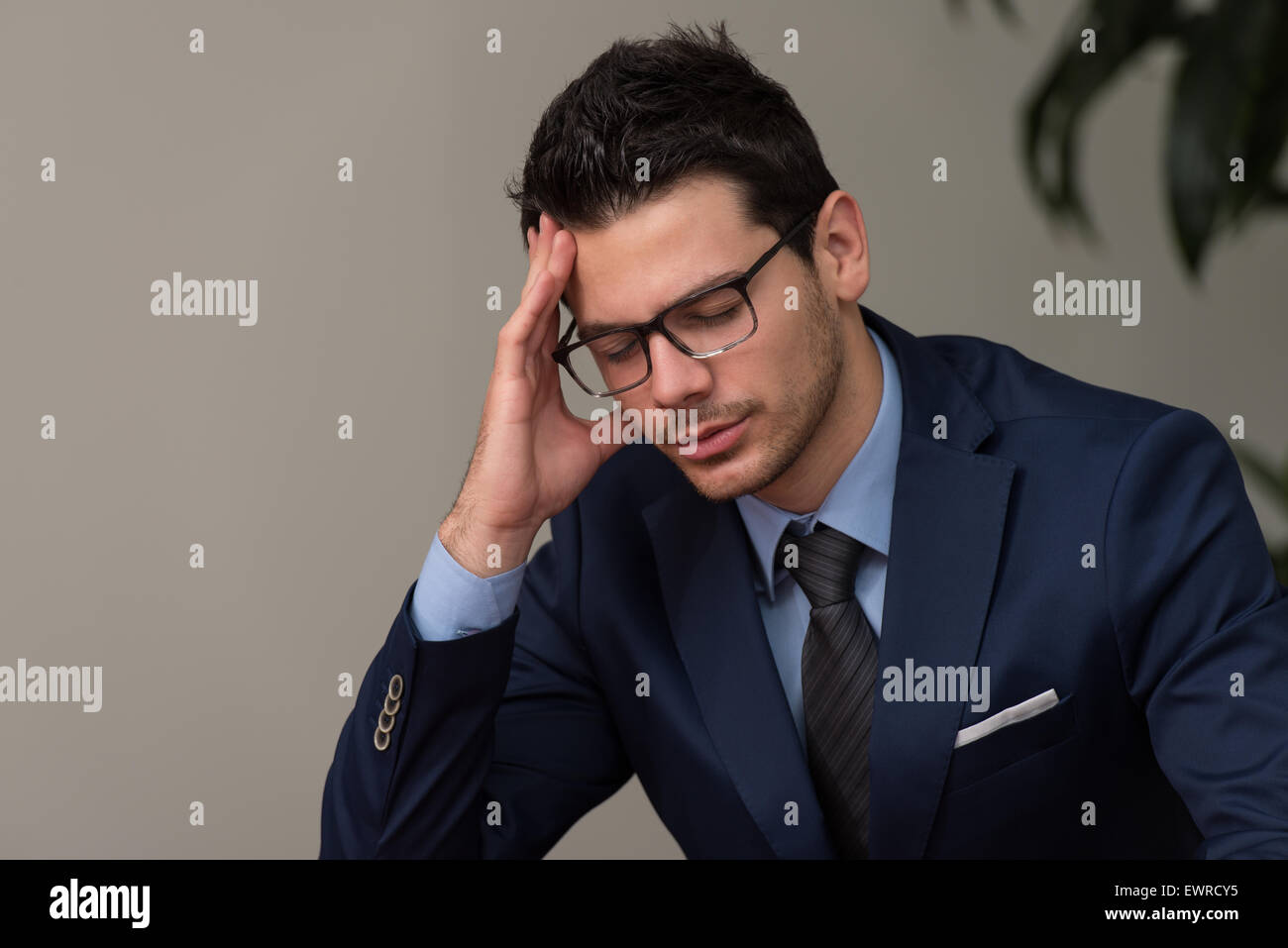 Young Business Man With Problems And Stress In The Office Stock Photo ...