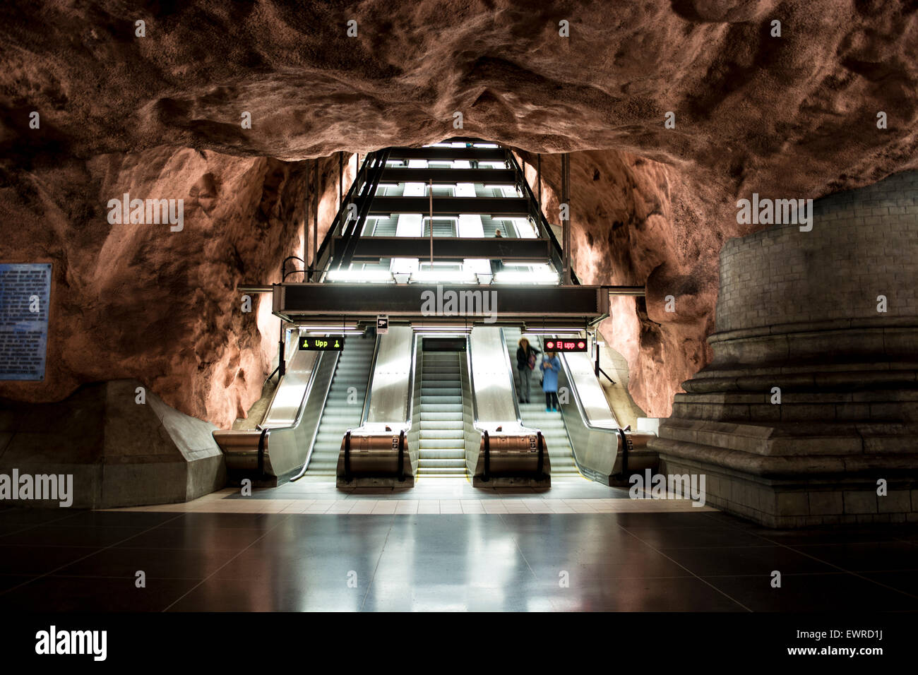 Underground Metro tube stations escalators (Stockholm's tunnelbana ...
