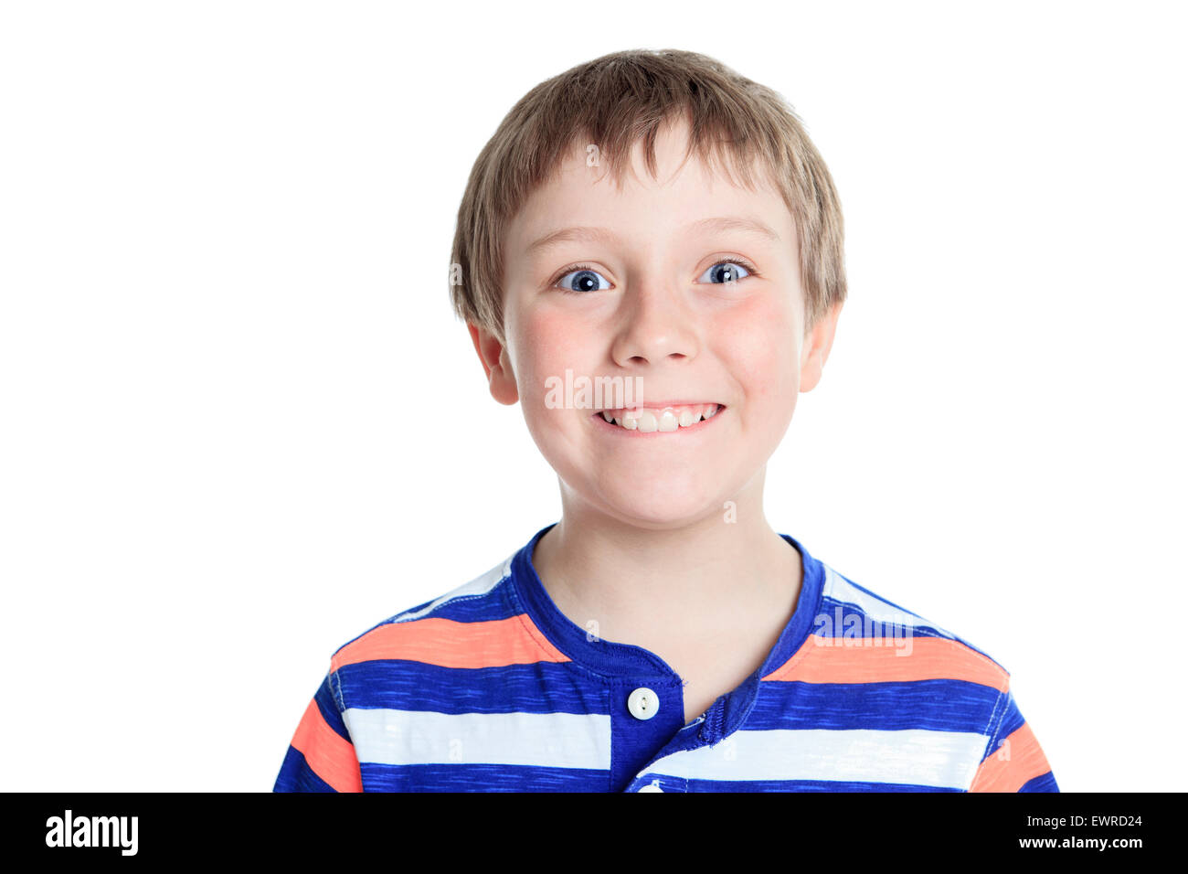 cheerful smiling little boy Isolated on white background Stock Photo ...