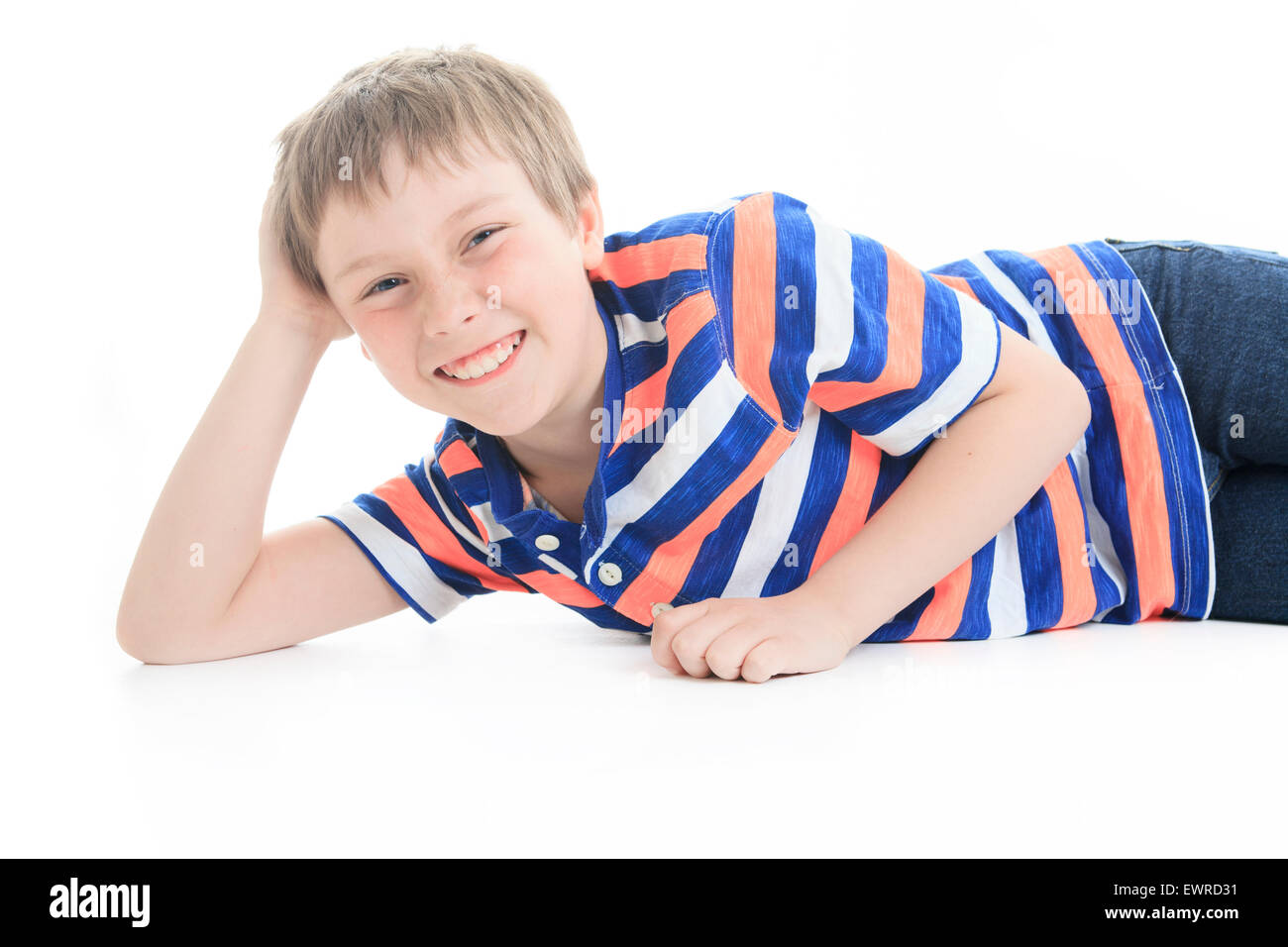 cheerful smiling little boy Isolated on white background Stock Photo ...