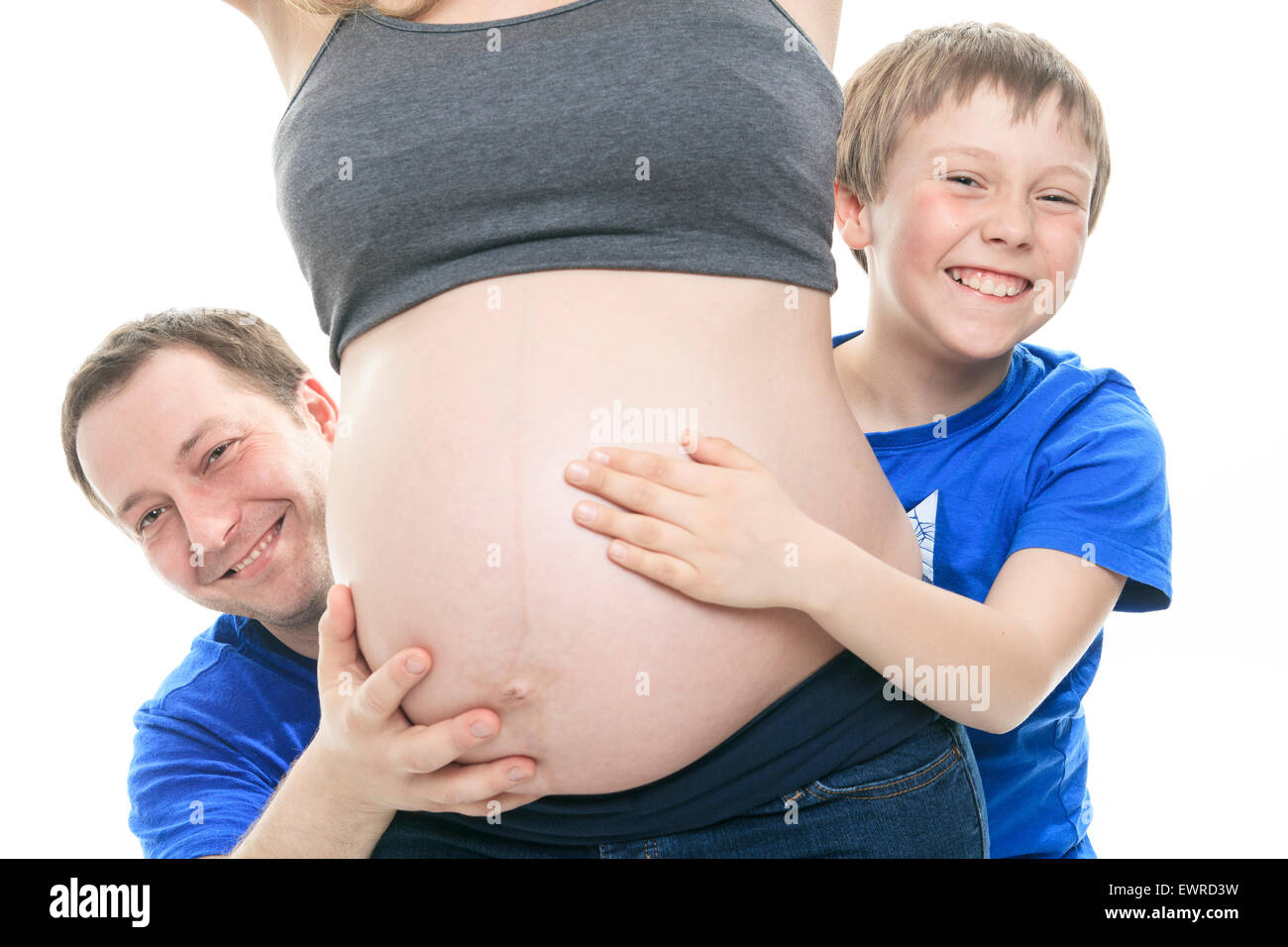 Happy family belly of pregnant woman Stock Photo - Alamy