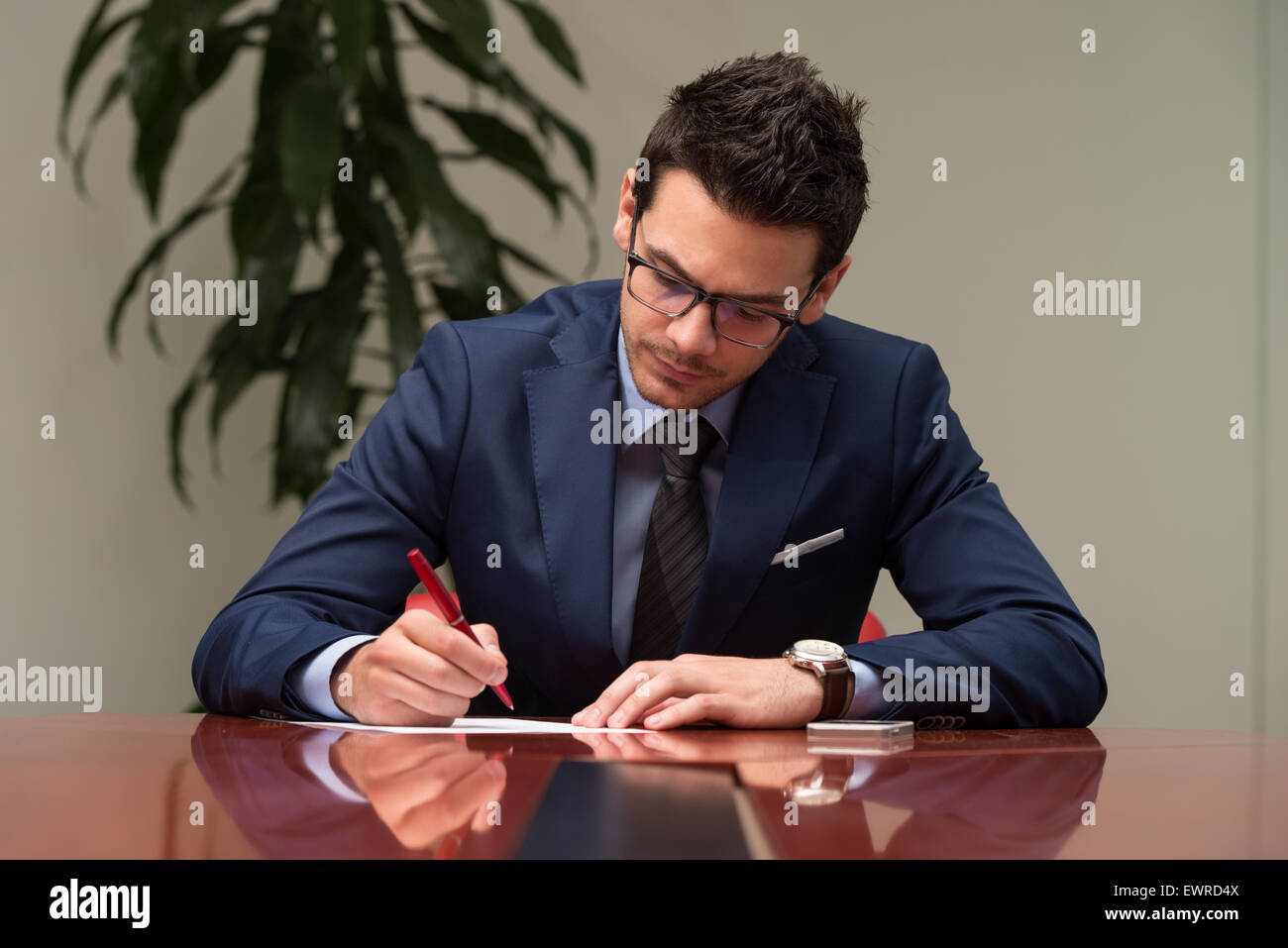 Businessman Writing A Letter - Notes Or Correspondence Or Signing A ...