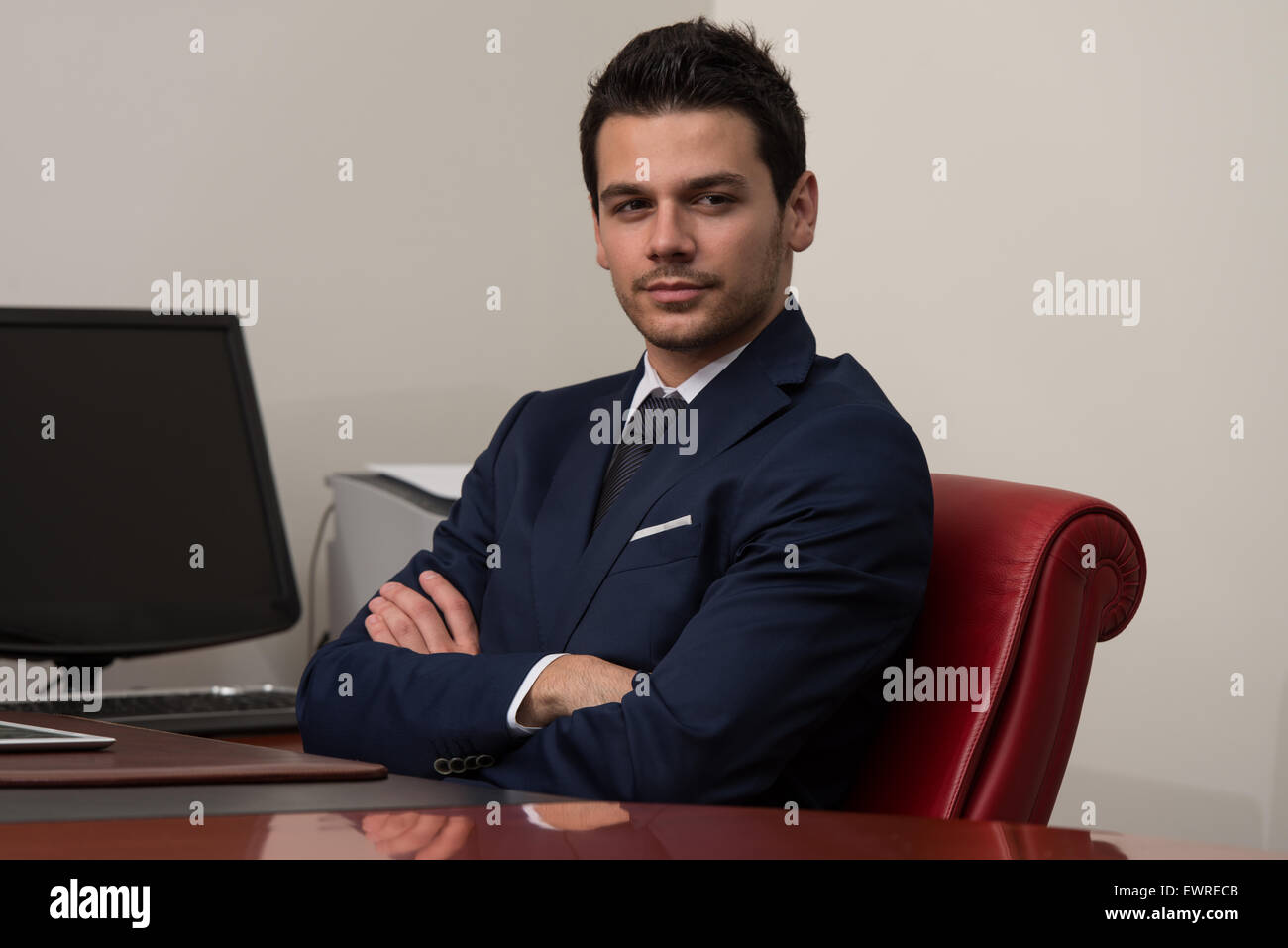 Portrait Of Handsome Confident Young Businessman Standing Arms Crossed Stock Photo - Alamy